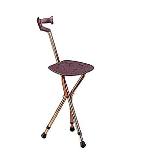 Walking Cane Chair, Three Legged Seat Folding Walking Stick Portable Height Adjustable Walking Cudgel Stick Stool Unisex for Elderly,Crutches