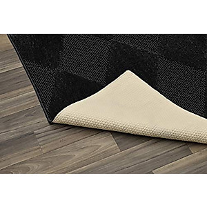 Garland Rug Diamond Solid Black 3' x 8' Soft, Non Slip Area Rug- Ideal for Living Rooms & Hallways, Stylish & Durable for High-Traffic Areas