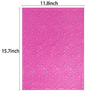 SUNHUKUS Fondant Impression Mats, Silicone Cake Lace Molds (Rose)