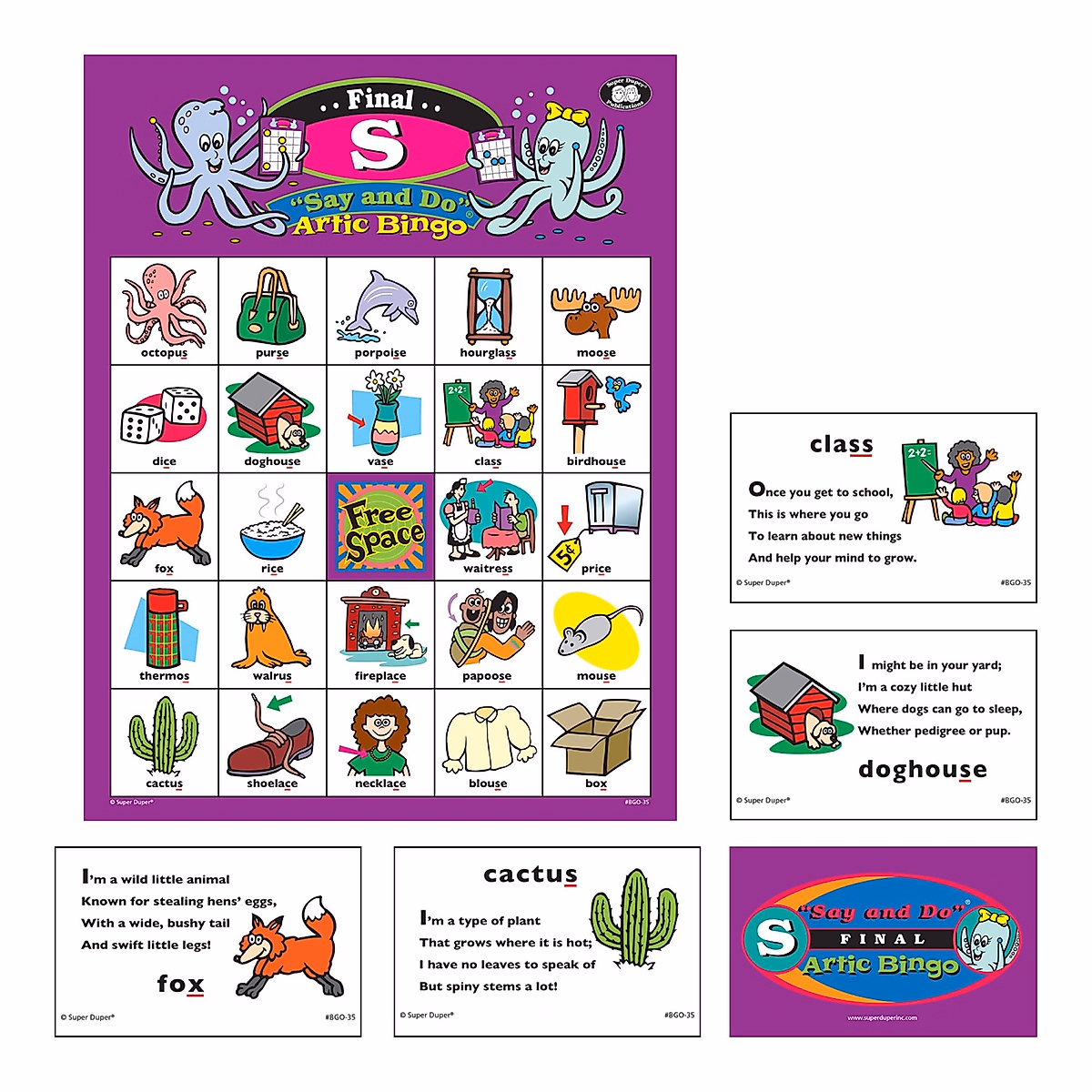 Say and Do Artic Bingo Sound Game Letter “S” - Super Duper Educational Learning Toy for Kids