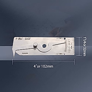WeldingStop V-WAC Undercut Gauge Biting Edge Welding Guage for Welder Inspection Single Weld Gauge Measure Inspection Tools Porosity Size/amount Inspection Tools Inch Stainless Steel