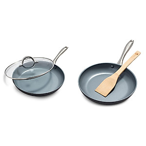 GreenPan Lima Hard Anodized Healthy Ceramic Nonstick 12" Frying Pan Skillet, Gray & Lima Hard Anodized Healthy Ceramic Nonstick 10" Frying Pan Skillet, PFAS-Free, Oven Safe, Gray