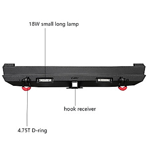 Vijay Rear Bumper Compatible with 1984-2001 Cherokee XJ