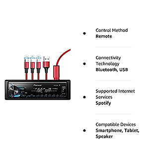 Pioneer MVH-X390BT Digital Media Receiver with Pioneer ARC app, MIXTRAX, Built-in Bluetooth and USB Direct Control for iPod/iPhone and Android Phones & zonoz 3 in 1 Multi USB Charging Cable (Bundle)