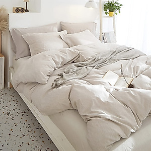 Souarts Beige Duvet Cover King Size, Ultra Soft Cationic Brushed Microfiber King Duvet Cover Set with Zipper Closure & Corner Ties, 3 Pieces Comforter Cover (King Size)