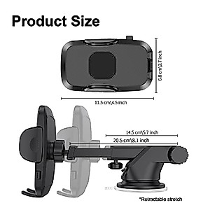 Amiss 3-in-1 Suction Cup Car Phone Mount, Cell Phone Holder for Windshield/Dashboard/Air Vent, Automobile Cradles, Car Interior Accessories, Fit for iPhone 11/12 & Samsung & Android - Black