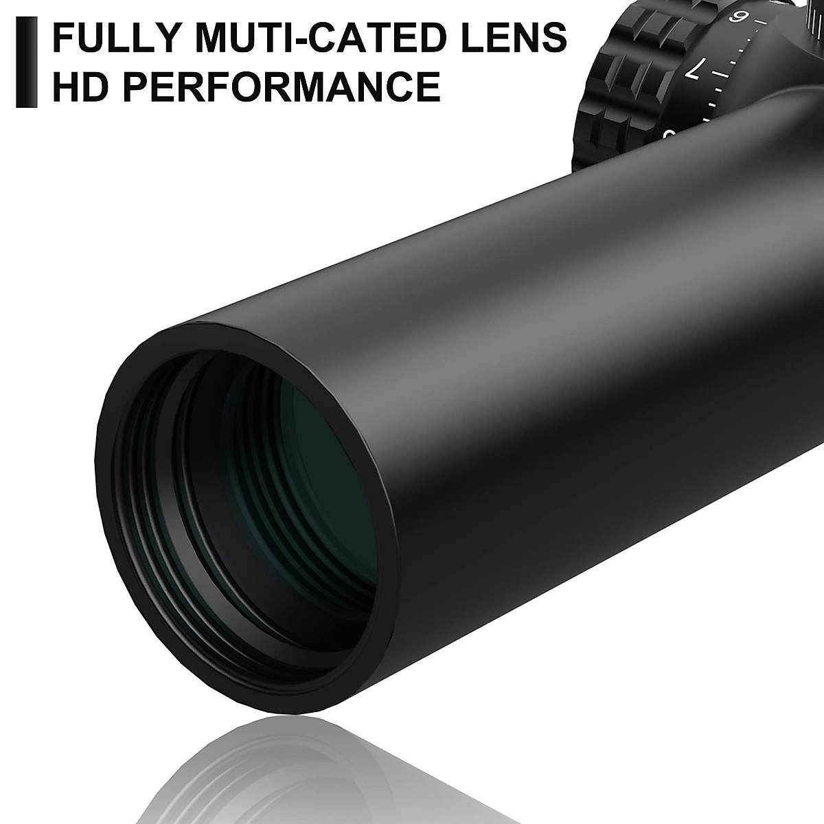 VICTOPTICS S6 1-6X24 30mm Monotube SFP 5 Levels Red & Green Illumination LPVO Matte Black Edge-to-Edge Image Rifle Scope with Zero Reset & Turret Lock for Hunting Shooting Compact Airsoft Rifle Scope