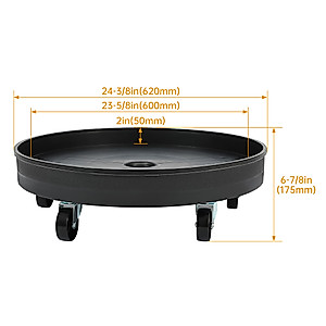 KUAFU 500 lbs Drum Dolly for 55 Gallon Round Container, Heavy Duty Plastic Drum Cart, Durable Plastic Barrel Cart with 5 Swivel Casters Wheels for Moving Item Transport Black