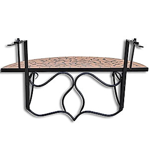 ZQQLVOO Hanging Balcony Table,Patio Table Decoration,Mosaic Table Outdoor,Mosaic Plant Stand,Garden Table,Tea Table,for Gardens,Decks,Porches and Backyards,Terracotta Mosaic