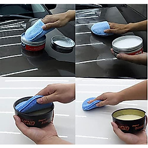 LEOSO Microfiber Wax Applicator, Ultra-Soft Microfiber Wax Applicator Pads with Finger Pocket Wax Applicator for Cars Wax Applicator Foam Sponge (Blue5 Diameter, Pack of 10)