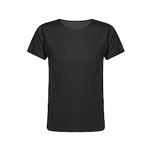 Mufeng Kids Boys Girls Seamless Breathable Short Sleeve T-Shirt Sun Protection Shirt for Sports Workout Exercise Black 9-10 Years