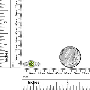 Gem Stone King 925 Sterling Silver Green Peridot Engagement Ring For Women (1.17 Cttw, Round 6MM, Gemstone Birthstone, Available In Size 5, 6, 7, 8, 9)