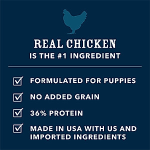 Amazon Brand - Wag Grain Free Dry Dog Food for Puppies, Chicken & Lentil Recipe (15 lb. Bag)