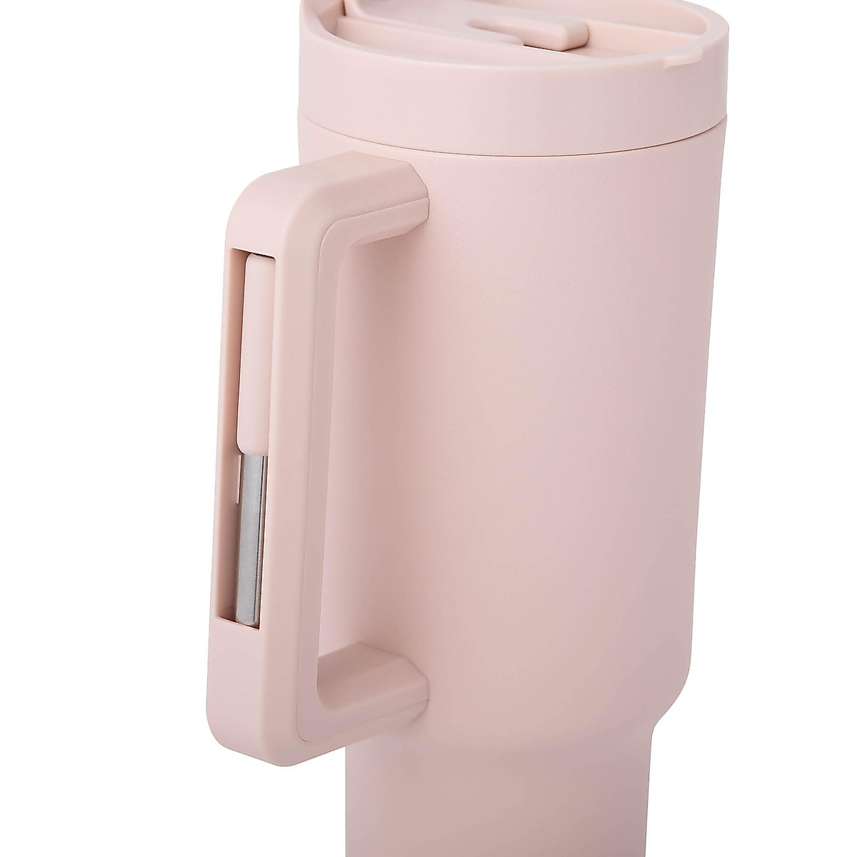 Manna Stainless Steel Double Wall Insulated Tumbler with Smart Seal Dual Sip Lid and Straw Fit Handle - 40 Oz - Rose Quartz Powder Coat