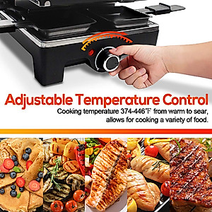 CUSIMAX Raclette Grill Electric Grill Table Portable 2 in 1 Korean BBQ Grill Indoor & Cheese Raclette, Reversible Non-stick plate, Crepe Maker with Adjustable temperature control and 8 Paddles