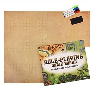 IMPRESA 27" x 23" Double Sided and Foldable Role Player Game Battle Grid Game Mat - for Dungeons and Dragons and Other RPGs - Double Sided - Includes Markers and Eraser