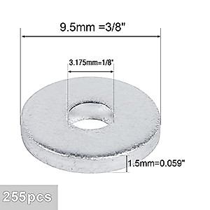 Aluminum Backup POP Rivet Washers for 1/8" Diameter Rivets,Aluminum Back Up Washer, 255 PCS