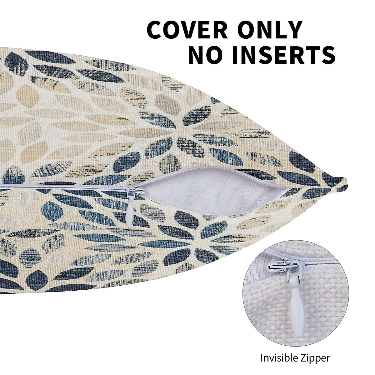 Dahlia Pillow Covers 18x18 Inch Set of 2 Summer Rust Geometric Flower Outdoor Decorative Throw Pillows Farmhouse Navy Blue Pillow Case Linen Square Cushion Cover for Home Sofa Bedroom Living Room