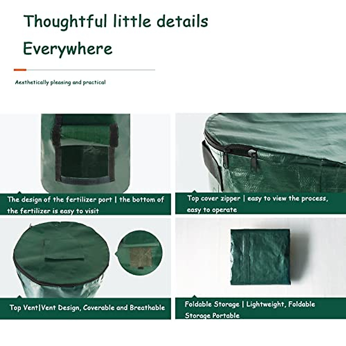 SKGFKYRM Garden Compost Bag Garden Waste Bin Organic Composts Bags Compost Accelerator Composting Tumbler Outdoor Composting & Yard Waste Bins for Kitchen and Garden Waste Collapsible Reusable 2PCS