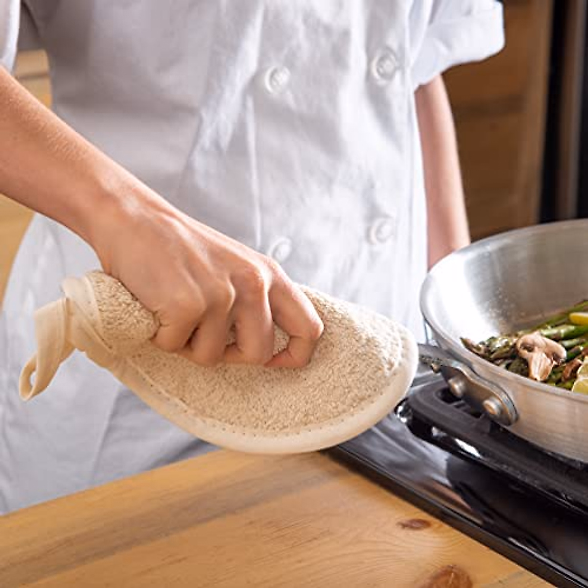 San Jamar Cotton Terry Cloth Round Potholders, 8 Inches, Tan, (Pack of 12), Medium