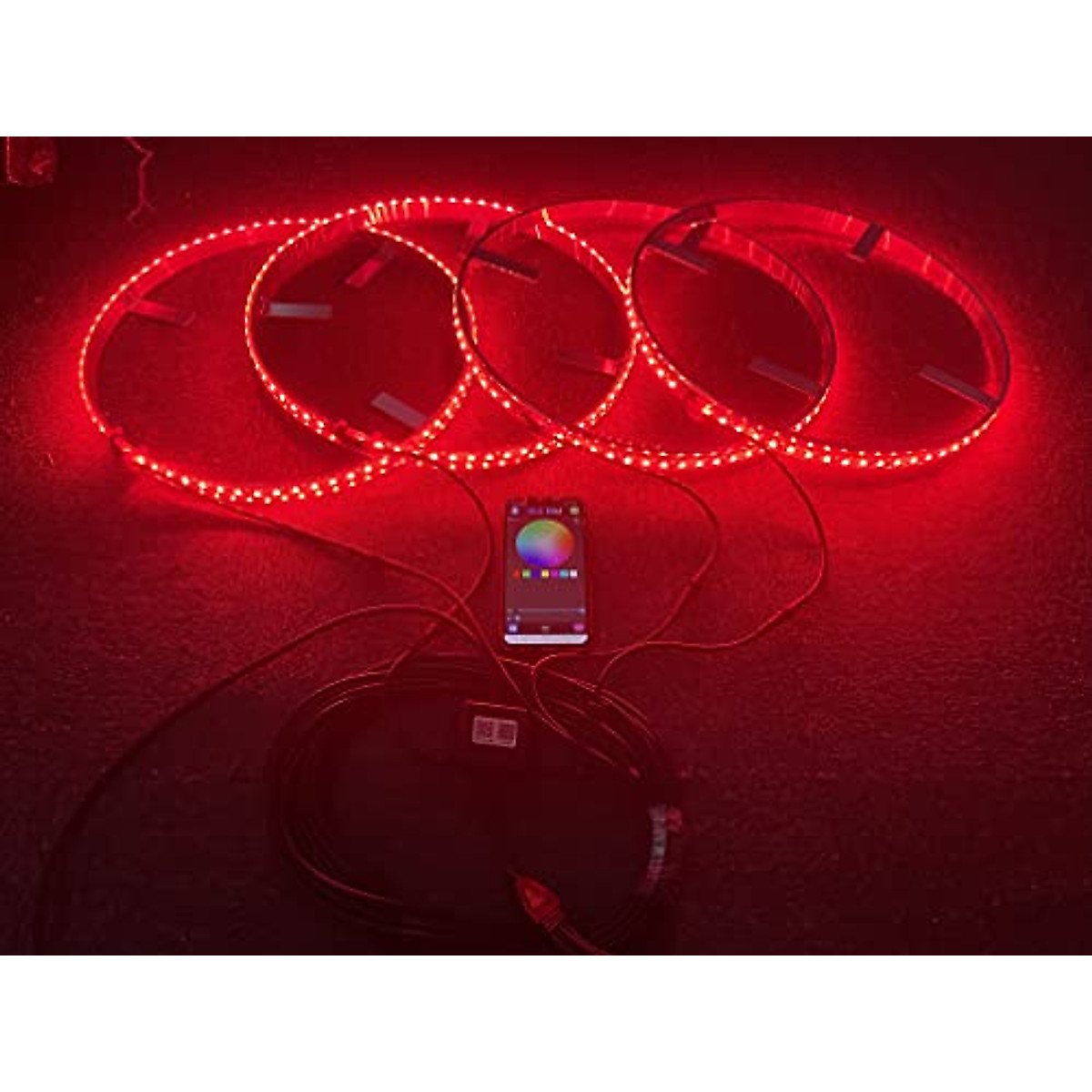 Sando Tech Dream Chasing Colors Flow 15.5‘’ LED Wheel Ring Lights Rim Lights Tire Lights Blue-Tooth App Controlled 4 Lights