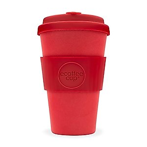 Ecoffee Cup Reusable Sustainable To-Go Travel Coffee-Cup Portable Cups With No Leak Silicone Lid - Dishwasher Safe (14oz, Red Dawn)