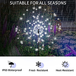 Solar Garden Lights Outdoor Decor, 3 Pack 360 LED Solar Fireworks Lights Waterproof 8 Modes Starburst Lights with Remote, Solar Flower Lights for Pathway Patio Yard Christmas Decorations(Cold White)