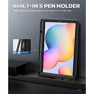 MoKo Case for Samsung Galaxy Tab S6 Lite 10.4 Inch 2024/2022/2020 (SM-P620/P625/P613/P619/P610/P615),Shockproof Full Body Rugged Hybrid Cover with Screen Protector & Pencil Holder - Black