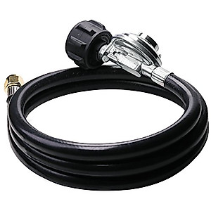 DOZYANT 5 Feet Universal QCC1 Low Pressure Propane Regulator Grill Replacement with 5 FT Hose for Most LP Gas Grill, Heater and Fire Pit Table, 3/8 inch Female Flare Nut