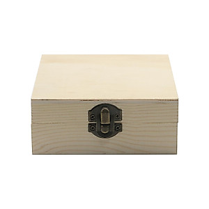 Tsnamay Cuboid 4.72"x4.72" Unfinished Wooden Box Natural Pine Wood DIY Craft Wooden Boxes with Lid for Storage Crafts