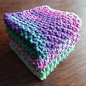 Colorful Set 3 Cotton Washcloths Super Absorbent Reusable Dishcloths Knitwear Square Soft Ecology Rags