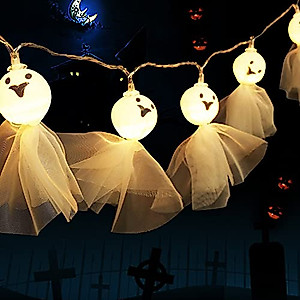 KIMOBER 20 LEDs Halloween Ghost String Lights,Battery Powered Lighting Decoration for Halloween Outdoor Indoor Party