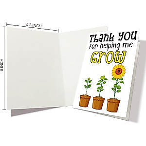 ONECHI Thank You for Helping Me Grow Card, Great Thank You Card for Teachers Mom Dad, Funny Teacher Appreciation Gifts for Women Men, Nice Thank You Gift Ideas for Him Her, End of Year Card