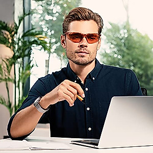 NoCry Lightweight Blue Light Blocking Glasses with Orange Lenses, Anti Fog and Anti Scratch Coating and UV 400 Protection; ANSI Z87.1 Certified