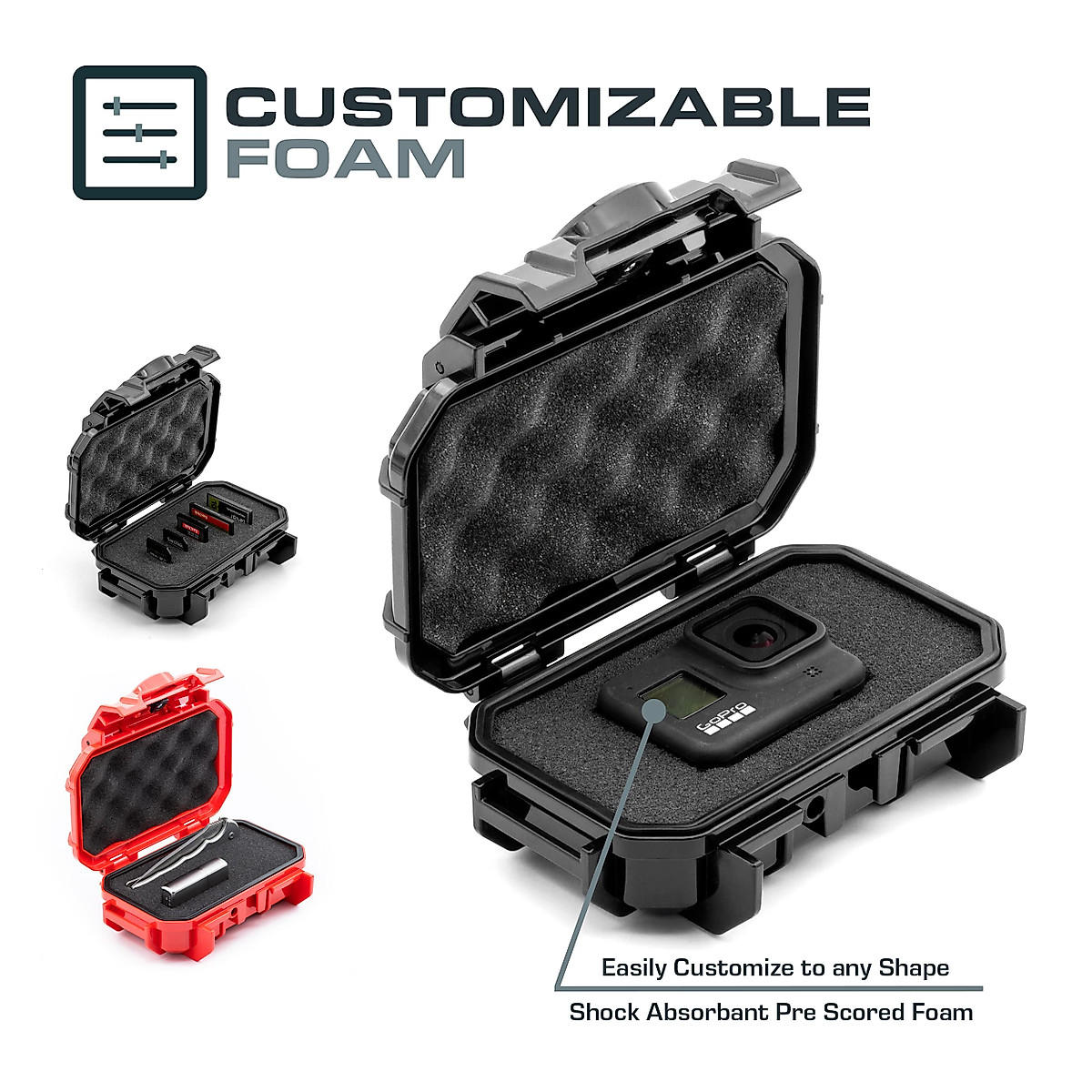 Seahorse 52 Waterproof Dry Box Hard Protective Micro Case - Mil Spec/USA Made / IP67 Waterproof/Lockable/Airtight - for Earbuds, PLB, IEM, Small Medical Devices, Portable (Rubber Boot)