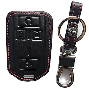 RPKEY Leather Keyless Entry Remote Control Key Fob Cover Case Protector Replacement Fit for Chevrolet Colorado Silverado 1500 2500 HD 3500 HD GMC Canyon Sierra 1500 2500 HD 3500 HD M3N-32337101…