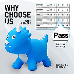 EVERICH TOY Kids Dinosaur Bouncy Animal Toys, Inflatable Triceratops Bouncer, Ride on Bounce Hopper, Indoor Outdoor Activity Birthday Gift for 18 Months 2 3 4 Years Old Boys