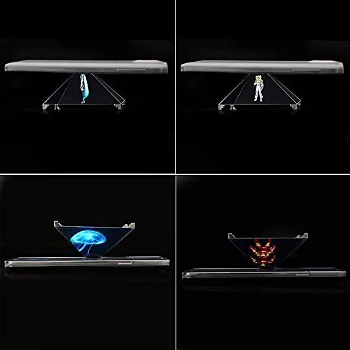 YBaoTuu Hologram 3D Projector Child, Hologram Projector, 3D Hologram Display Clear Picture Quality for Office, Mobile Phone, Product Display, Animated Characters, 22.5x19x9.5cm, Black