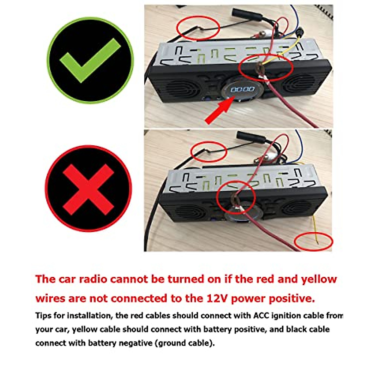 PolarLander Universal 1 Din 12V in-Dash Car Radio Audio Player Built-in 2 Speaker Stereo FM Support Bluetooth with USB/TF Card Port