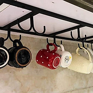 Drstarful Under Cabinet Hooks for Mugs, 16 in 1 Large Coffee Bar Mug Rack, Under Shelf Durable Metal Mug Hanger Holder for Coffee Cup Display, Hanging & Drying, Easy to Mount, Screws Included