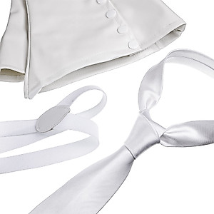 1920s White Mens Costume Accessories Set Including Gangster Spats Suspenders Y-Back Trouser Braces White Tie