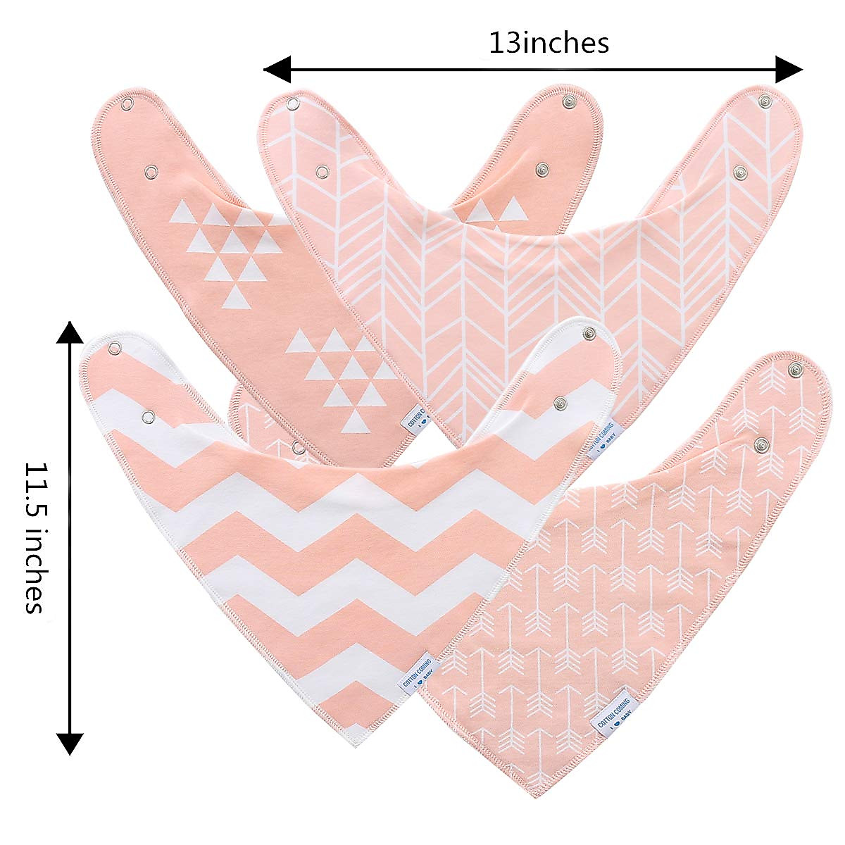 Pink Organic Cotton Baby Bandana Drool Bibs for Girls 8 Pack