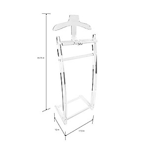 Designstyles Acrylic Valet Stand - Clothes Valet with Suit Jacket Rack, Pants Hangers Garment Rack for Coat, Trousers, Shirt - Floor Standing Clothing Hanger Organizer for Mens Wardrobe Storage