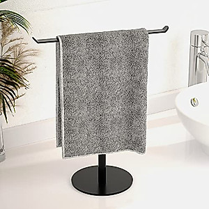 Towel Rack T-Shape Hand Towel Holder for Bathroom,Headband Holder and Lightweight Bathroom Towel Racks,Kitchen Towel Rack Black Hand Towel Holder,Stainless Steel Waterproof Bathroom Counter Organizer
