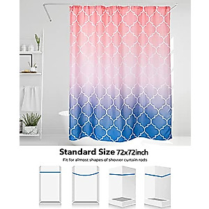HBlife 4PCS Moroccan Style Bathroom Sets with Shower Curtain and Rugs, 72"x72" Boho Shower Curtains with 3 PCS Bathroom Mats Sets, Shower Curtain Sets with Non-Slip Rug and 12 Shower Curtain Hooks