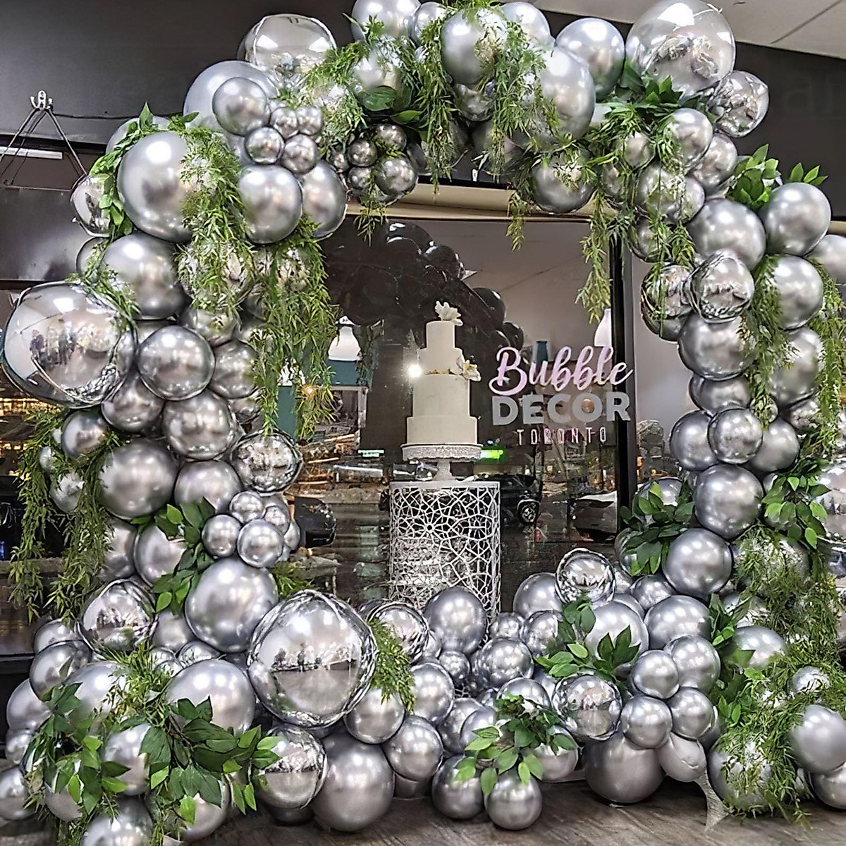 CUTEUP Metallic Silver Balloons Garland Arch Kit - 130 pcs 5/10/12/18 Inch Different Sizes Premium Party Latex Balloons Perfect for Birthday Party Baby Shower Wedding Anniversary Decorations, CP-17