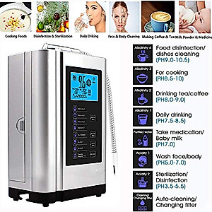 AquaGreen Alkaline Water Ionizer Machine AG7.0, Home Filtration System Produces pH 4-10.5 Water, 7 Water Settings, Up to -570mV ORP, 6000L Per Filter, Silver
