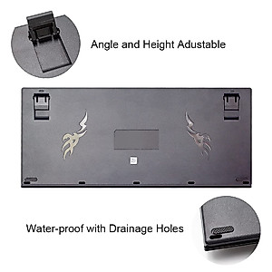 Granvela E-yooso Z-77 Mechanical Keyboard | Aluminium Panel | Tactile Clicky Blue Switches | Rainbow LED Backlit | N-Key Rollover | 87-Key Tenkeyless | Hot Swappable -Black