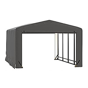 ShelterLogic ShelterTube Garage & Storage Shelter, 12' x 18' x 8' Heavy-Duty Steel Frame Wind and Snow-Load Rated Enclosure, Gray