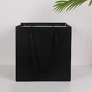 Yerpkefey 11.8" Large Gift Bag，Square Reusable Gift Bags Large for Birthday Wedding Christmas Presents Doll (Black)